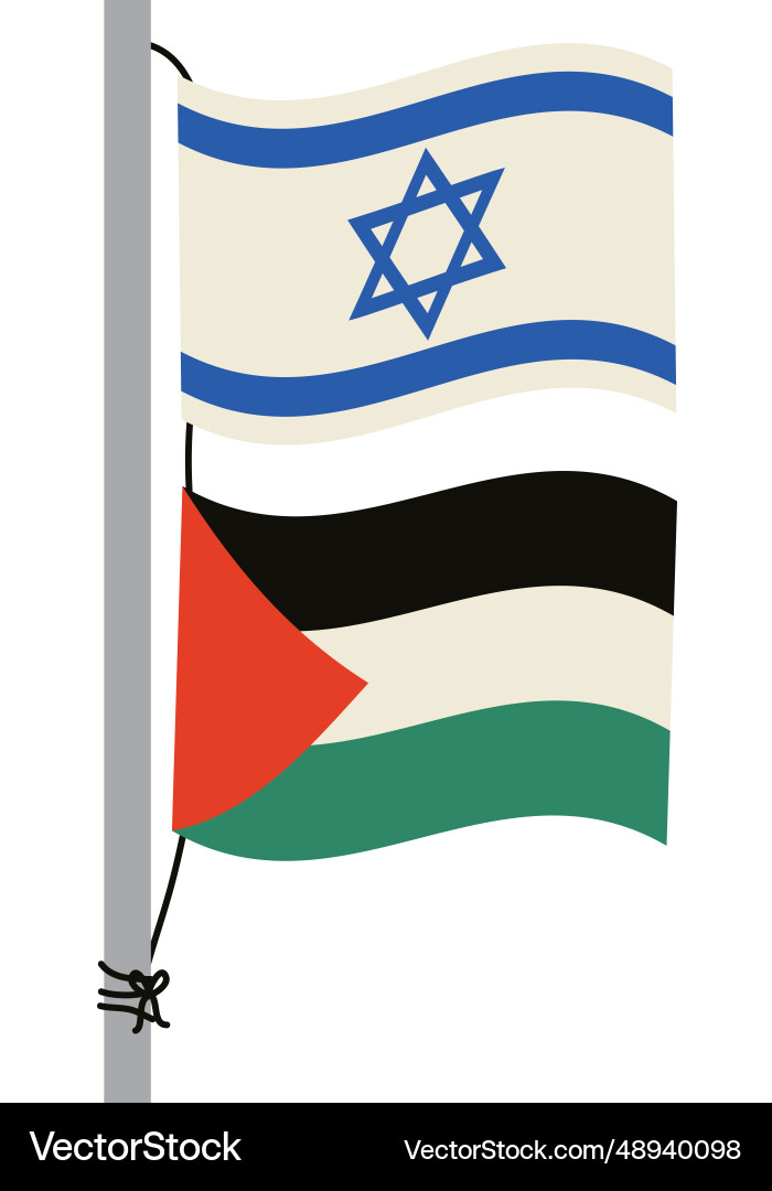 Israel and palestine flags in pole Royalty Free Vector Image
