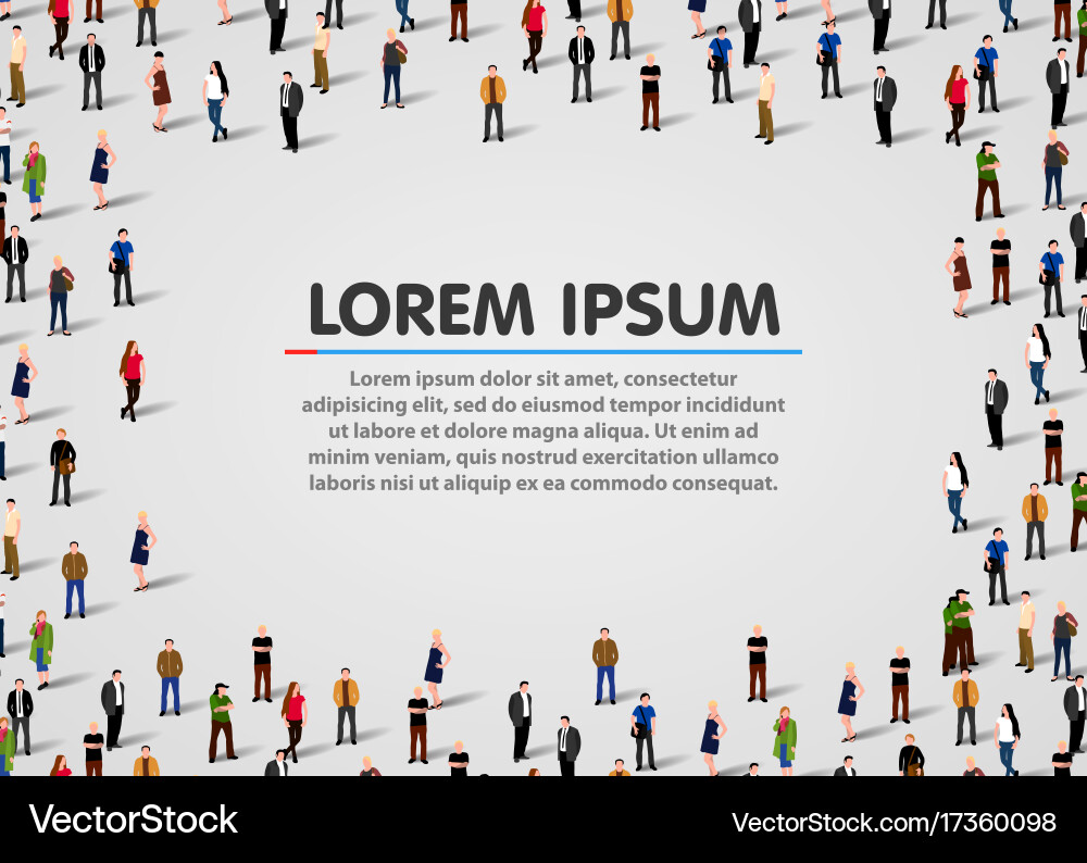 Large group of people crowded on white background Vector Image