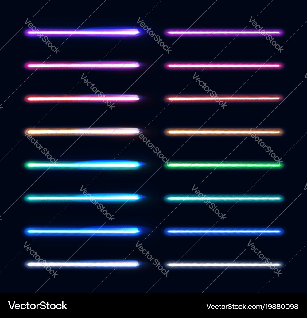 Neon light tubes set colorful stripes collection Vector Image