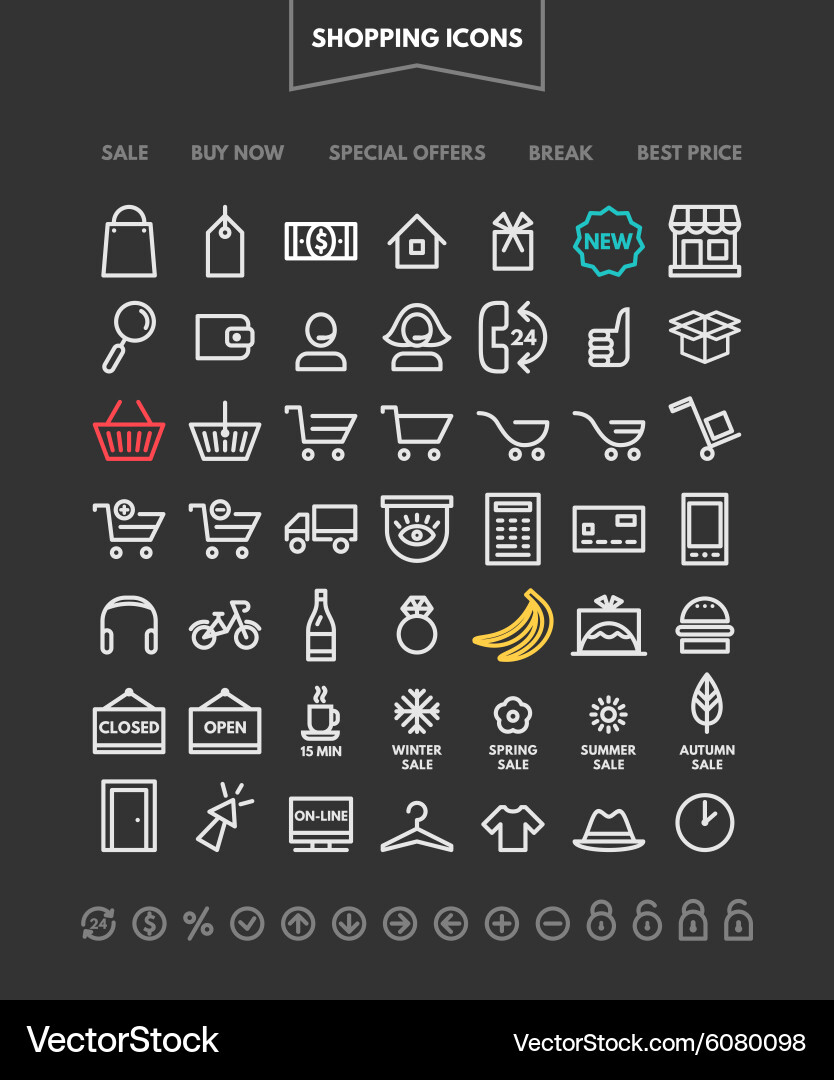 Set of thin line business and shopping icons Vector Image