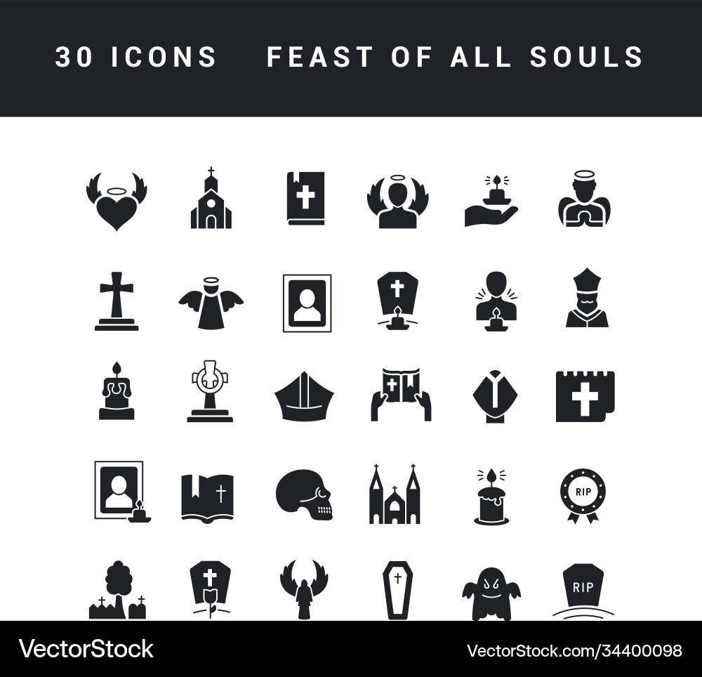 Simple icons feast all souls Royalty Free Vector Image