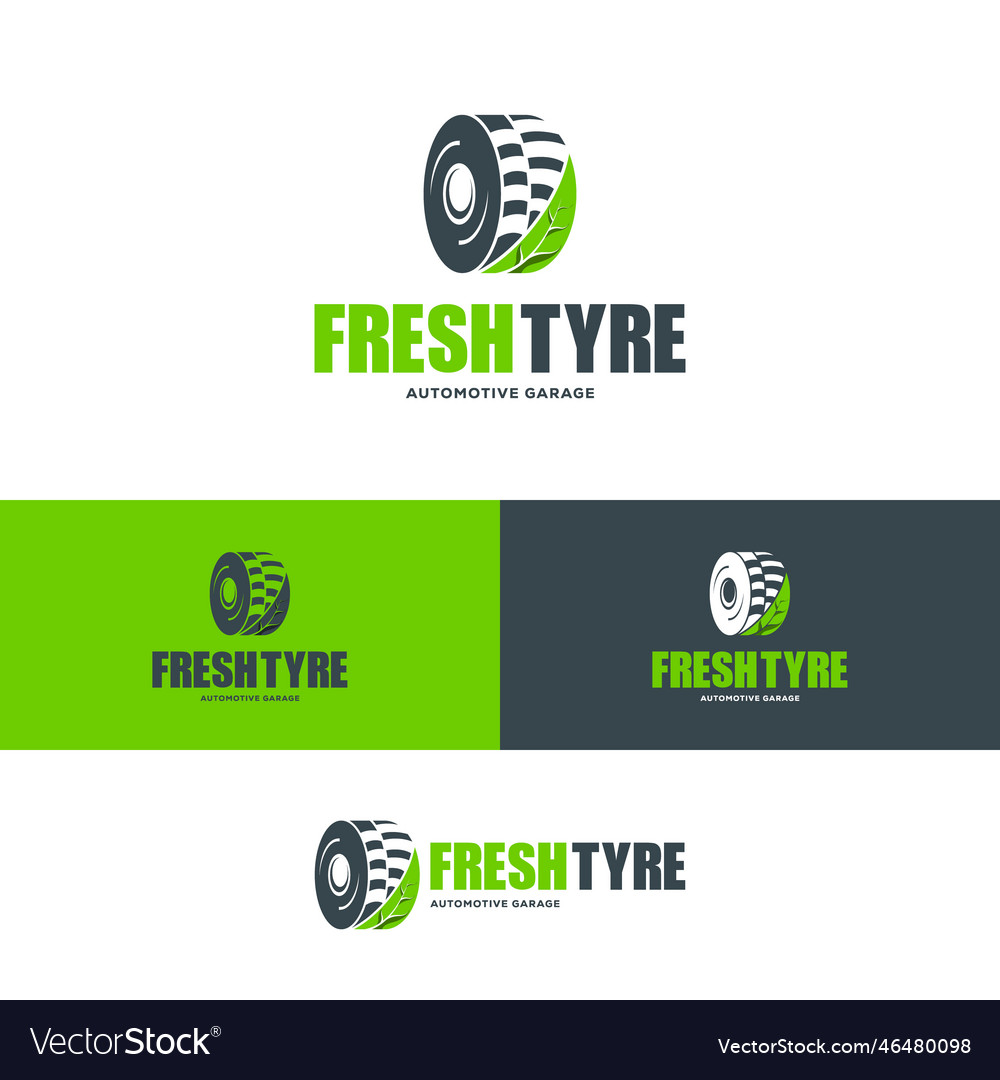 Tyre with leaf logo template Royalty Free Vector Image