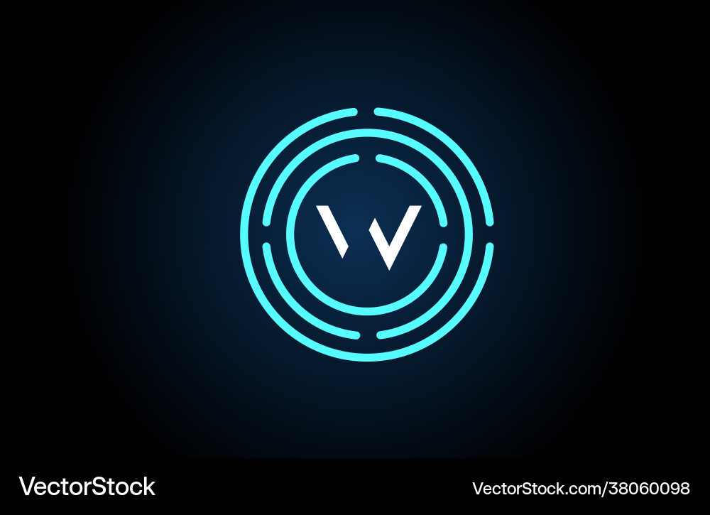 W white letter icon design with blue circles Vector Image