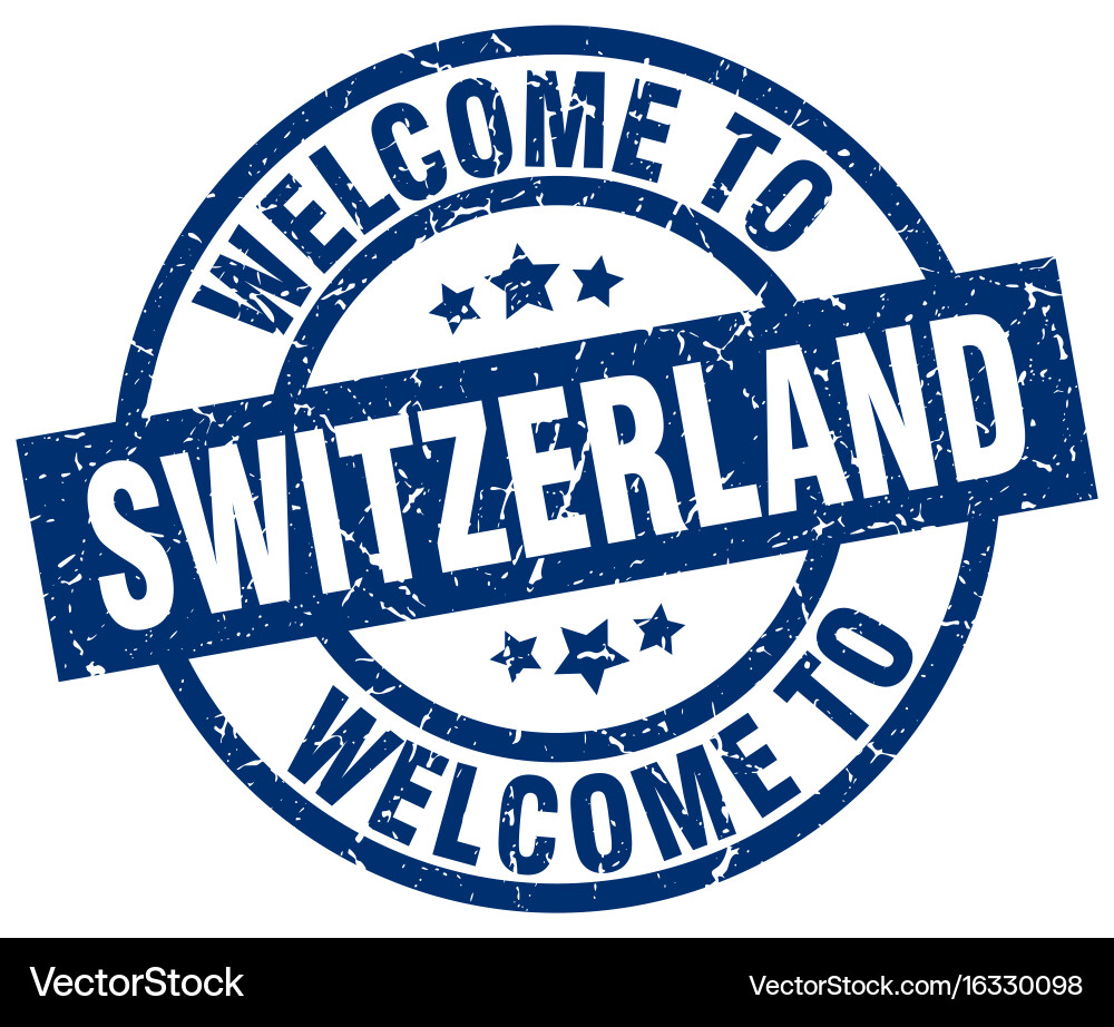 Welcome to switzerland blue stamp Royalty Free Vector Image
