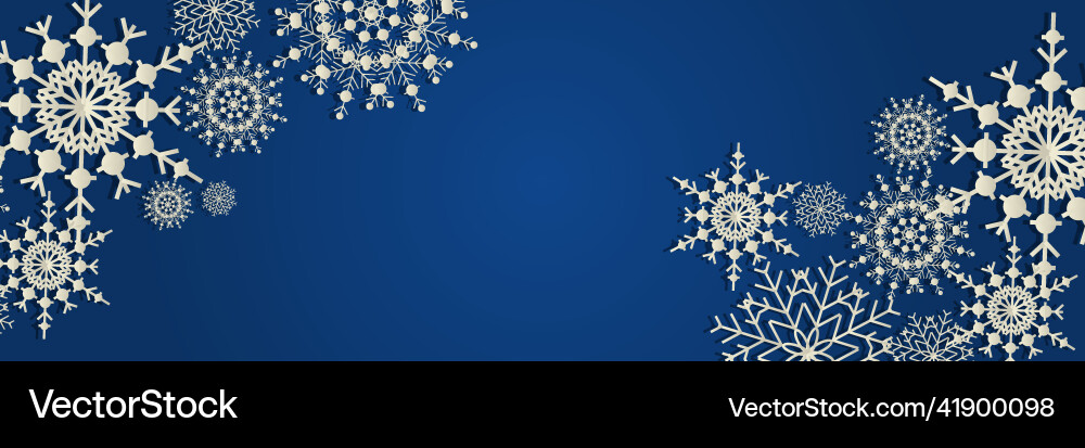 Winter dark blue snowflake design template banner Vector Image