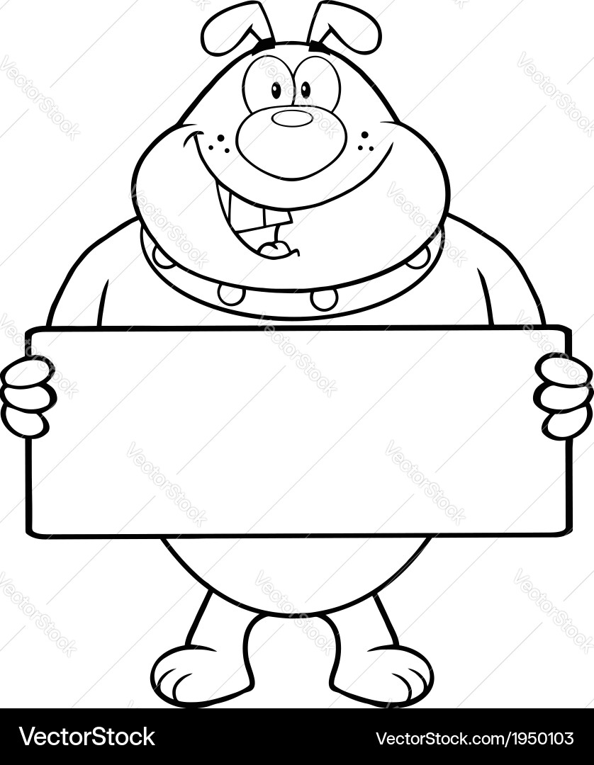 Cartoon dog with sign Royalty Free Vector Image