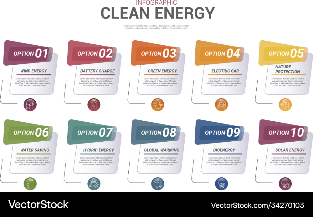 Infographic clean energy template icons Royalty Free Vector
