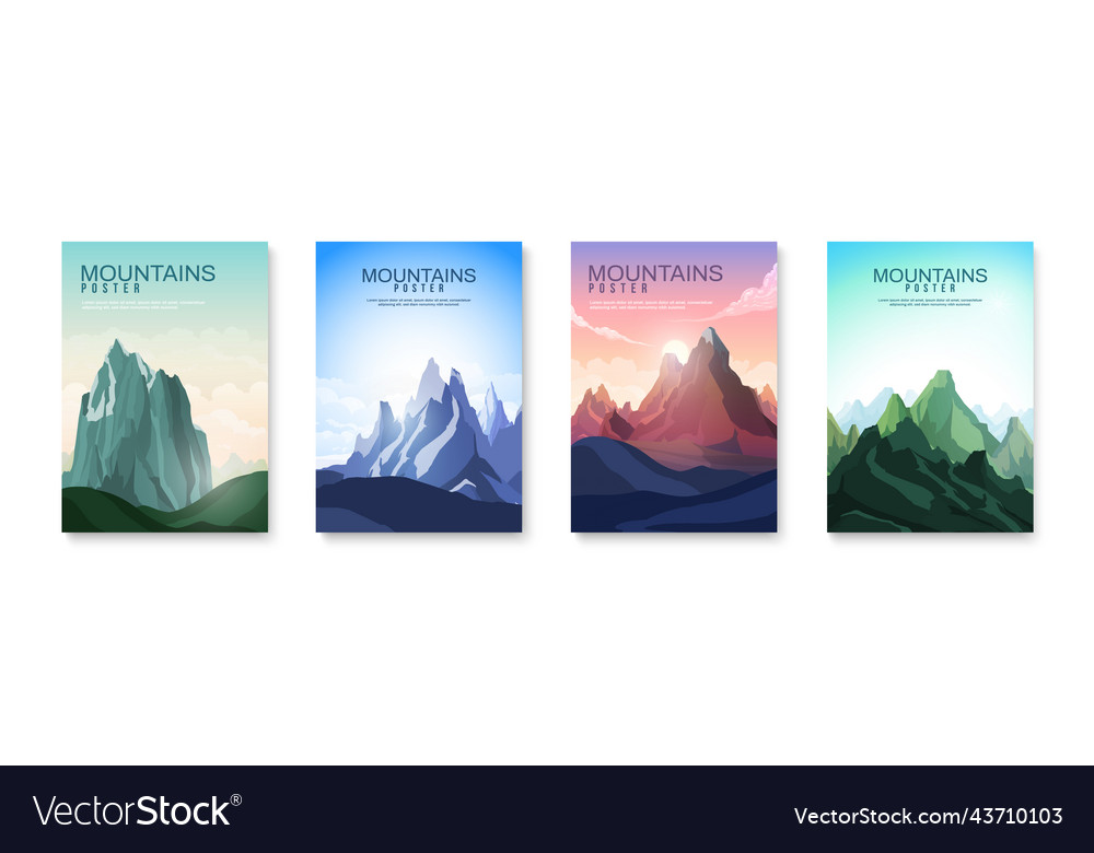 Mountains poster set Royalty Free Vector Image