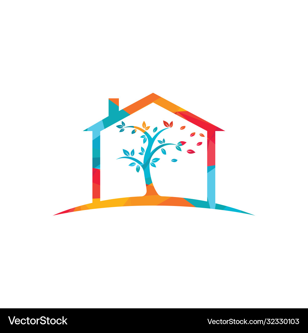 Tree house logo design Royalty Free Vector Image