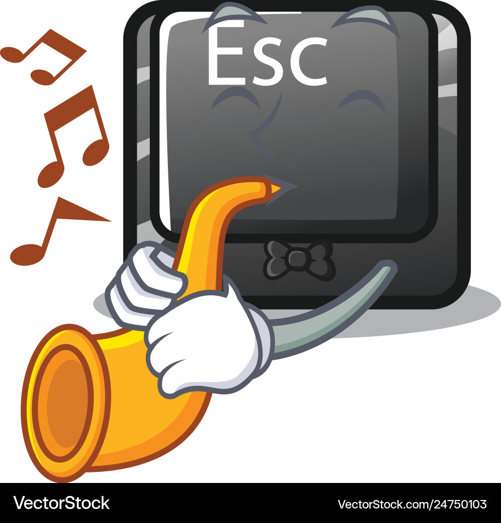 With trumpet esc button attached to cartoon Vector Image