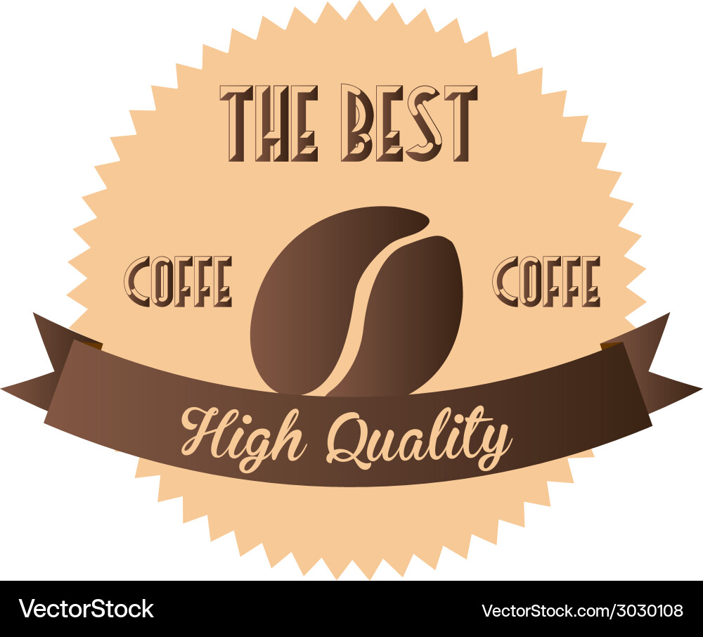 A brown label with text ribbon and coffee bean Vector Image
