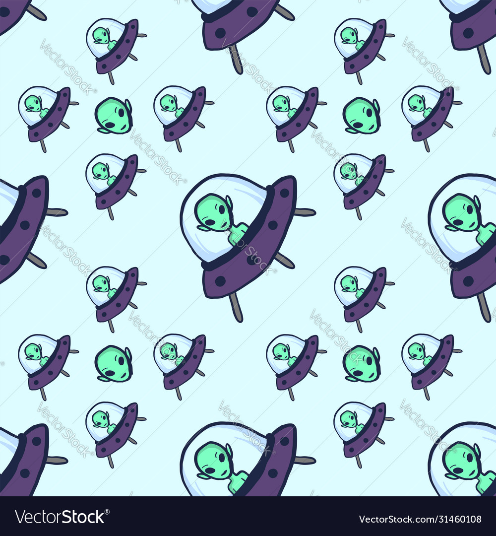 Aliens pattern on white background Royalty Free Vector Image