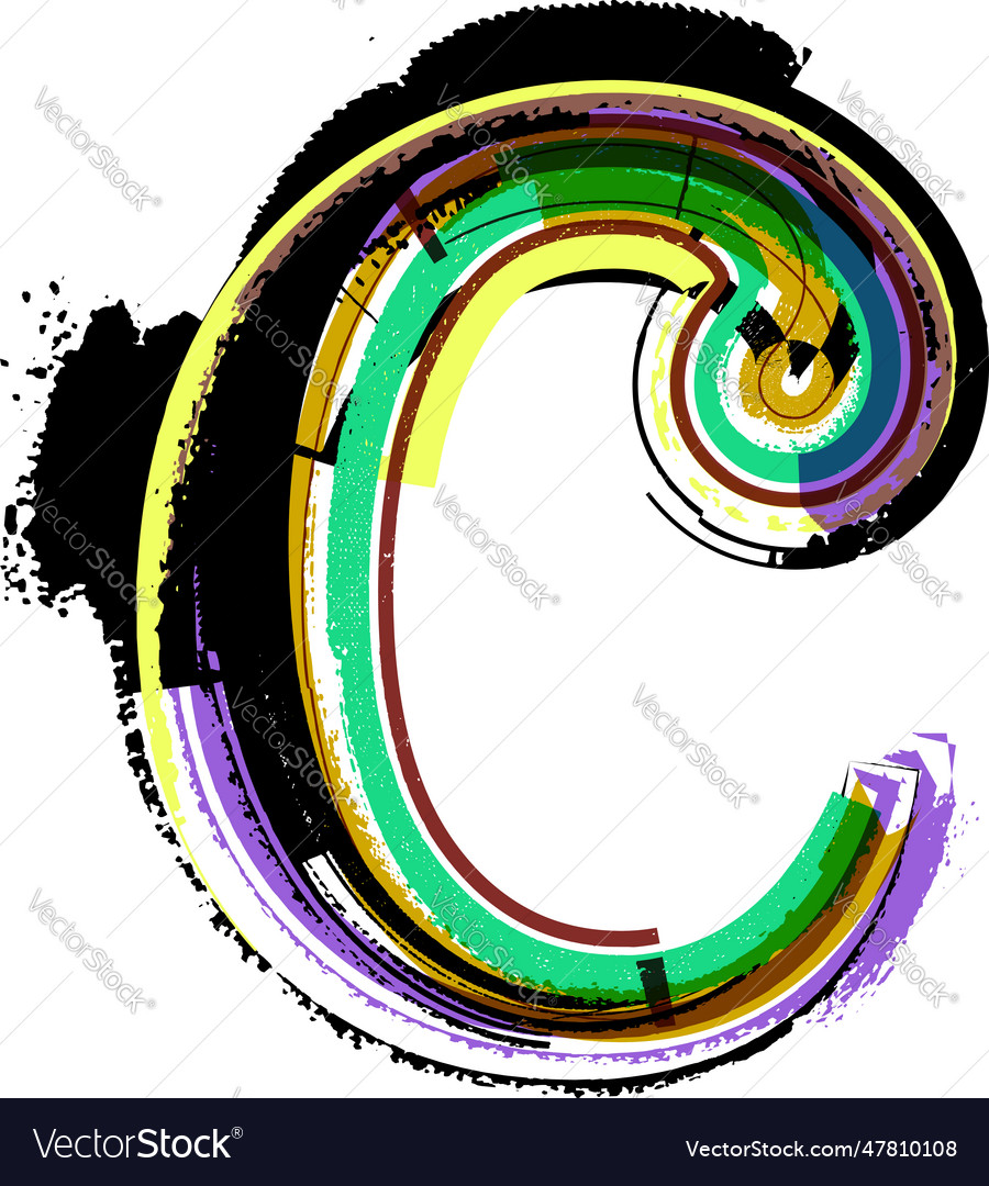 Art sketched fonts lowercase symbols letter c Vector Image