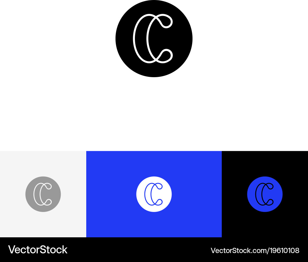 C with lines minimalism sign letter Royalty Free Vector