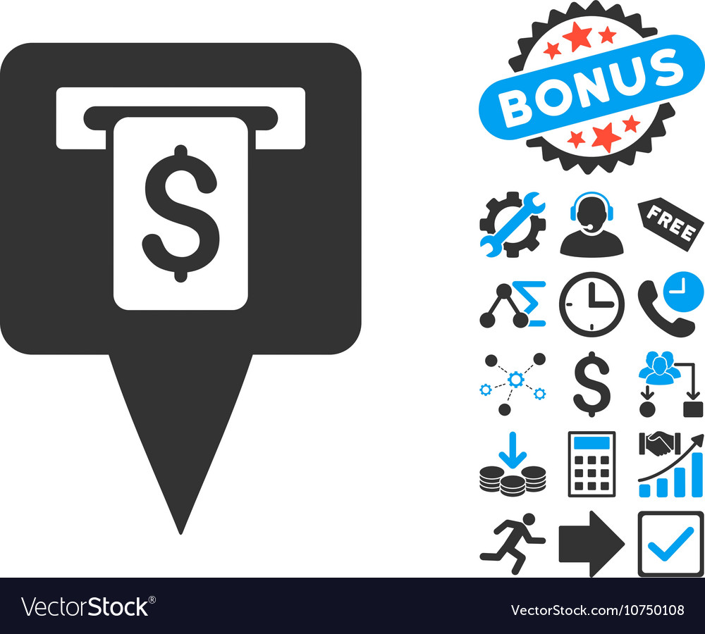 Cash machine map pointer flat icon Royalty Free Vector Image