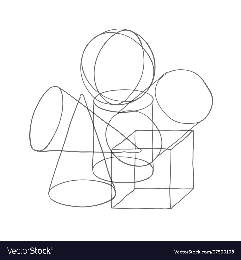 Composition solid wireframe geometric shapes Vector Image