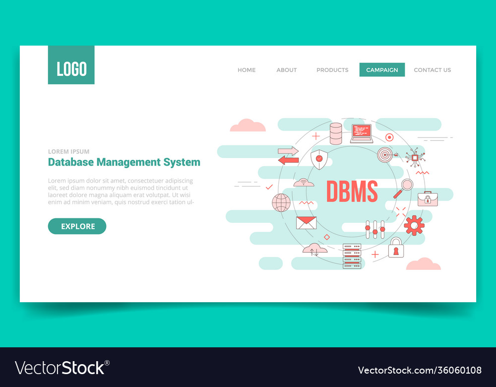 Dbms database management system concept with Vector Image Dbms database management system concept with Vector Image