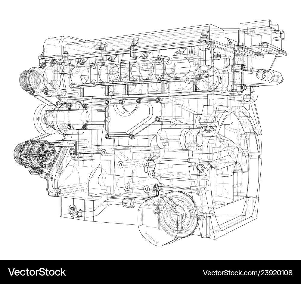 Engine sketch rendering 3d Royalty Free Vector Image