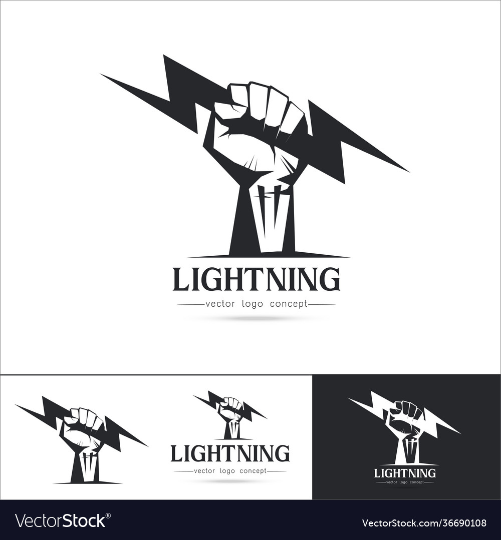 Fist hand holding thunder bolt Royalty Free Vector Image Fist hand holding thunder bolt Royalty Free Vector Image