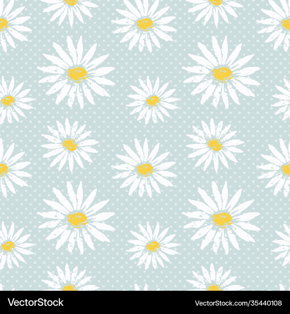 Flower polka dots hand drawn seamless pattern Vector Image