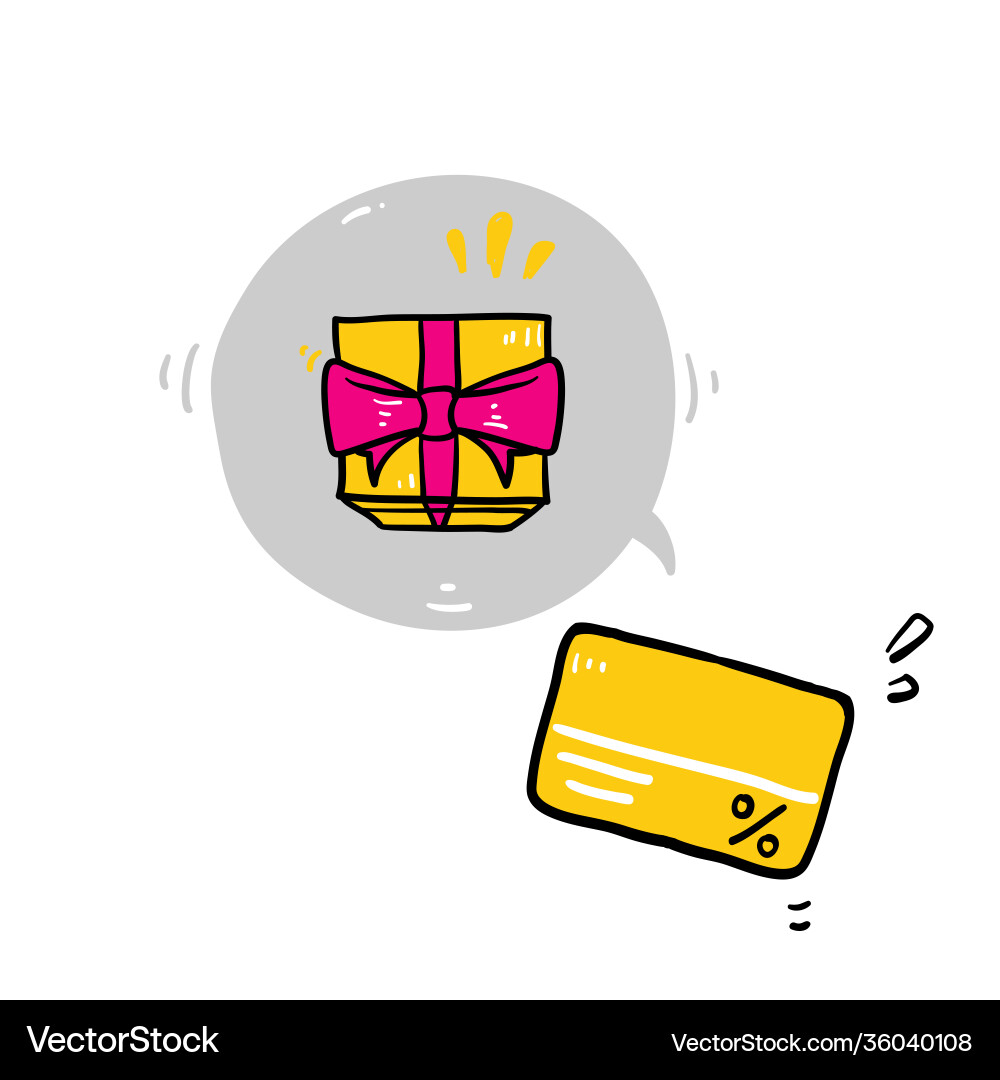 Hand drawn doodle card and gift symbol for gift Vector Image
