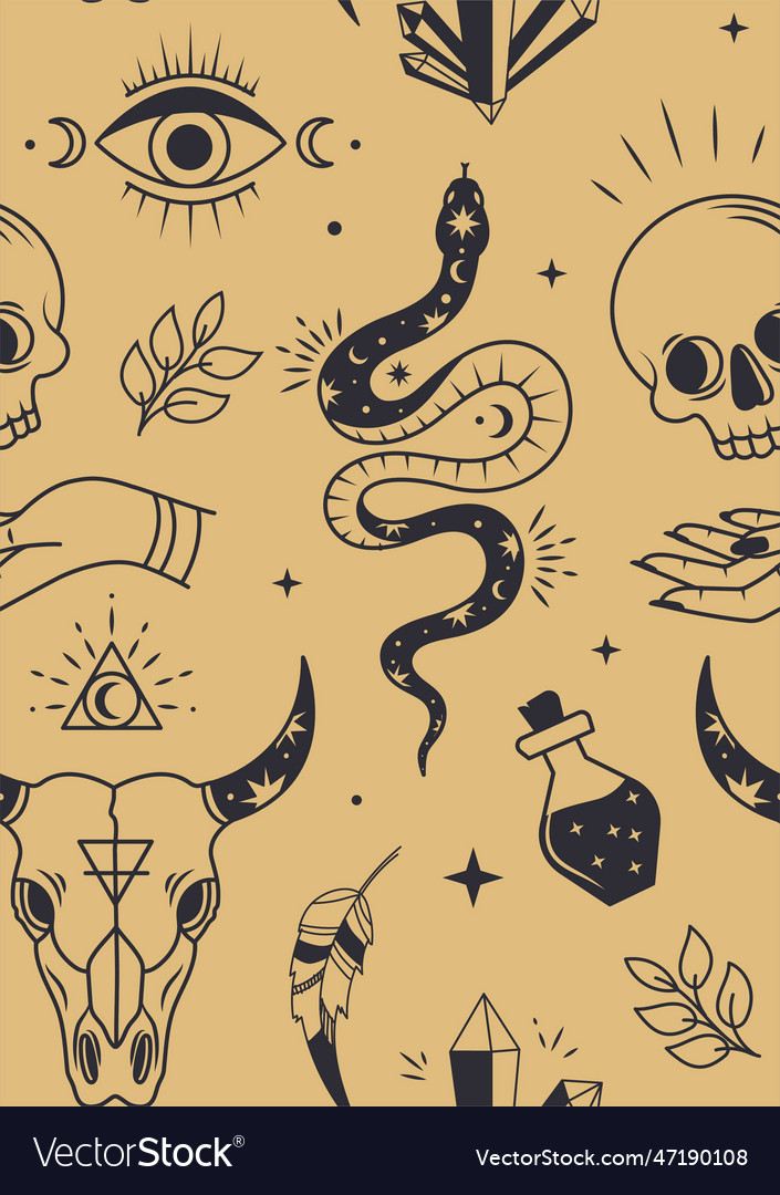 Mystical seamless pattern Royalty Free Vector Image