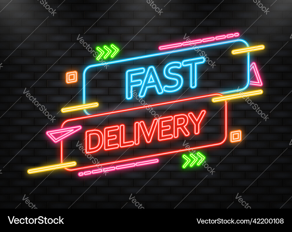 Neon icon fast delivery service badge time Vector Image