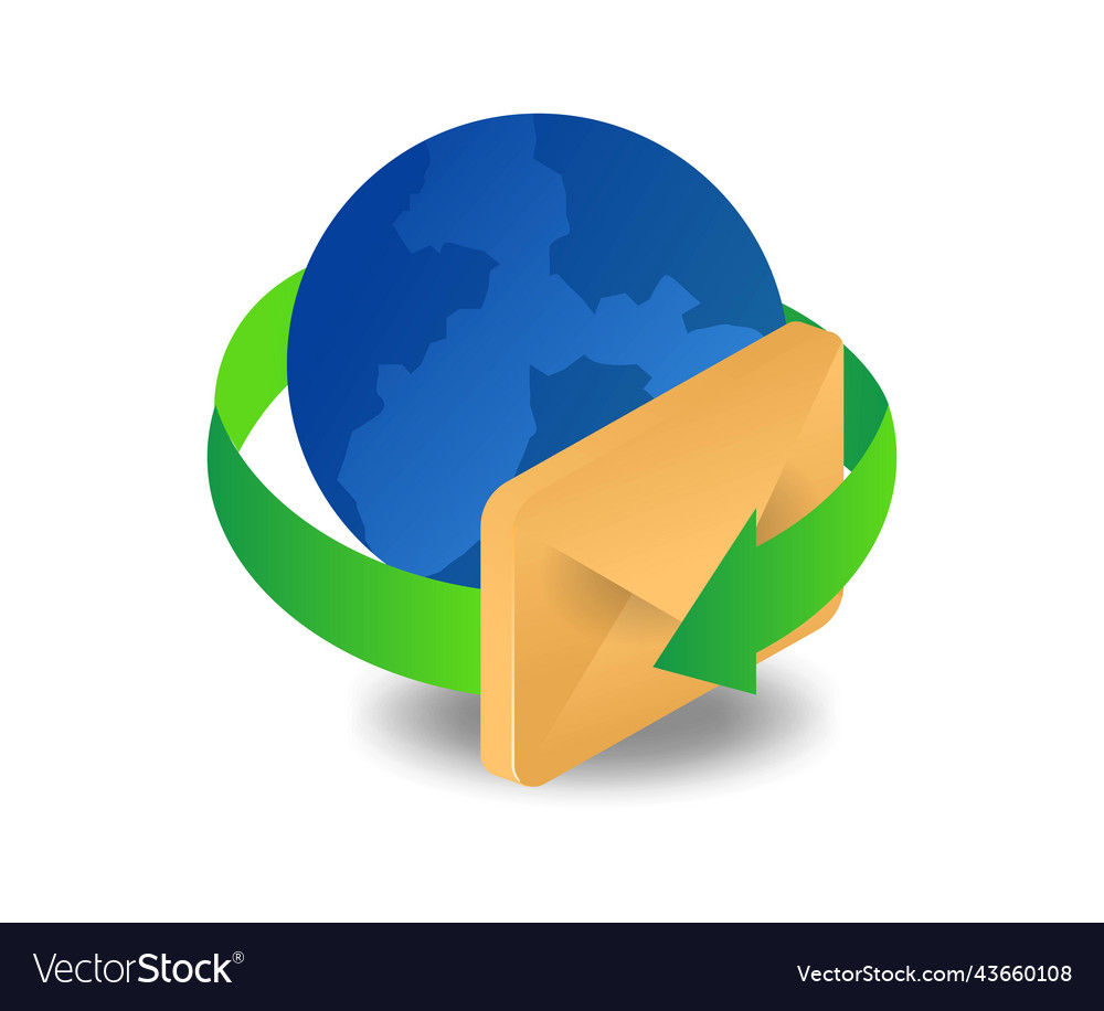 Process of sending emails worldwide Royalty Free Vector
