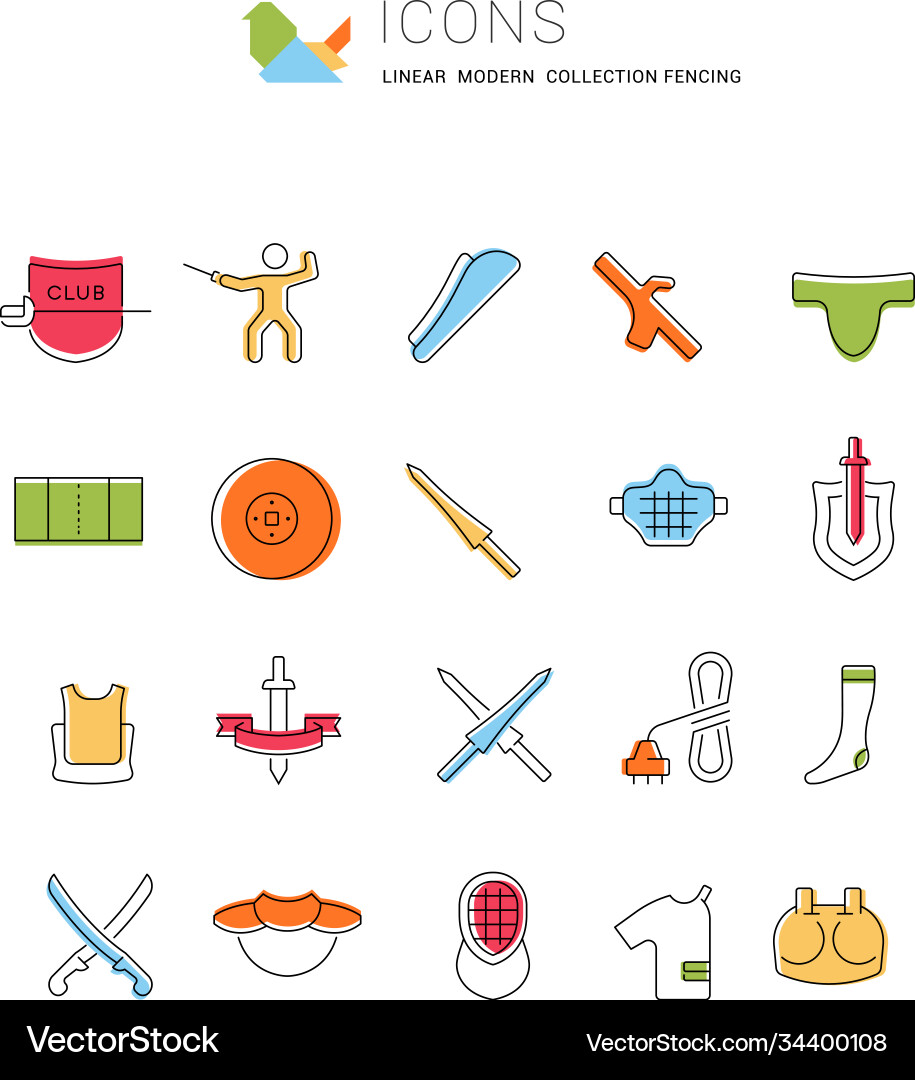 Set line icons fencing Royalty Free Vector Image