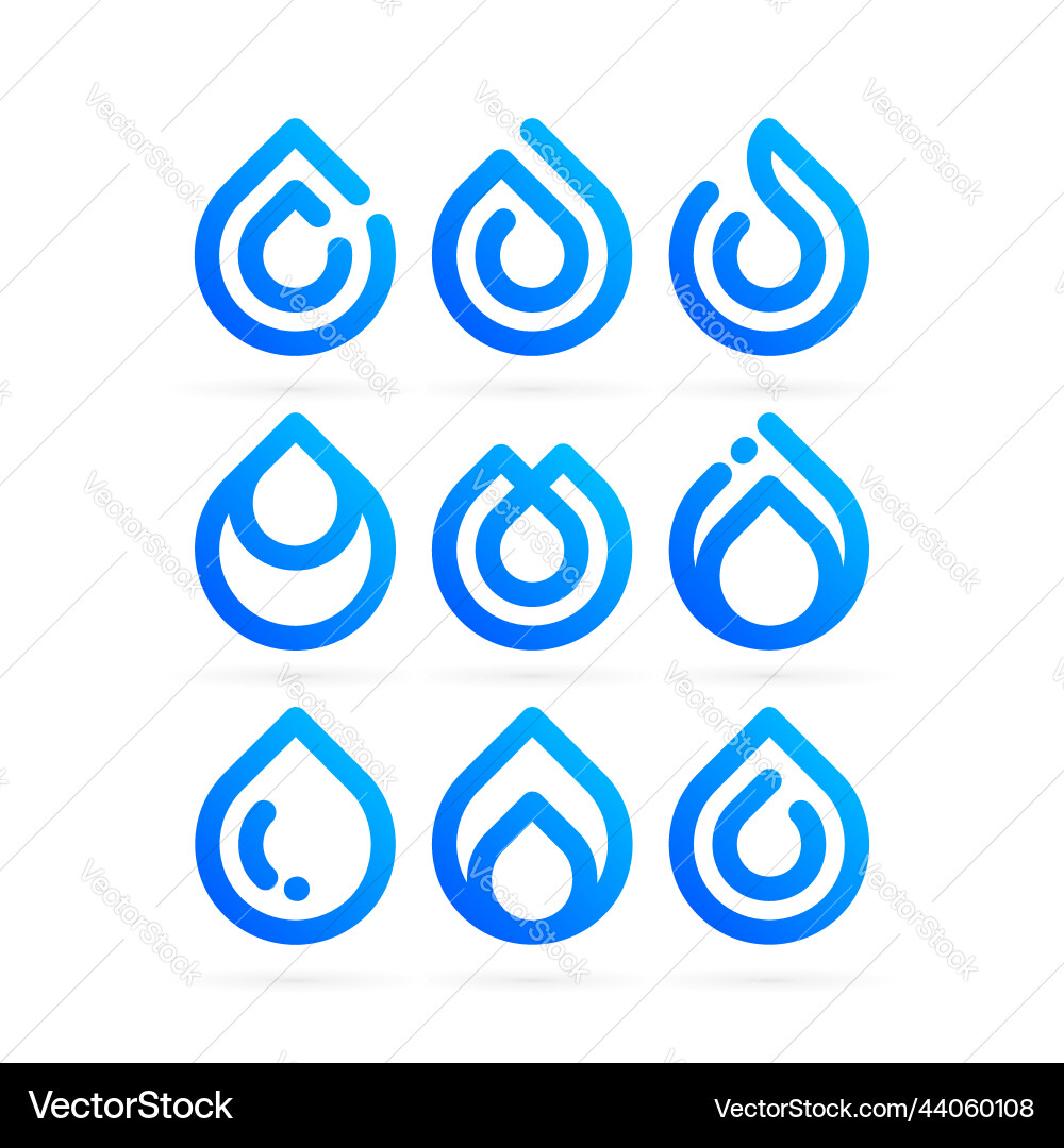 Simple water droplet icon set Royalty Free Vector Image