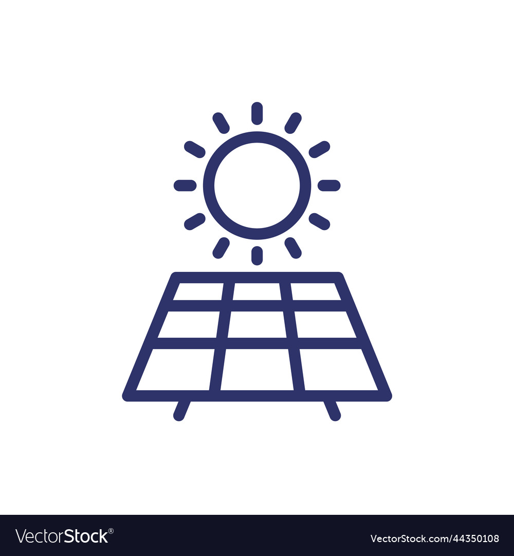 Solar panel line icon on white Royalty Free Vector Image Solar panel line icon on white Royalty Free Vector Image