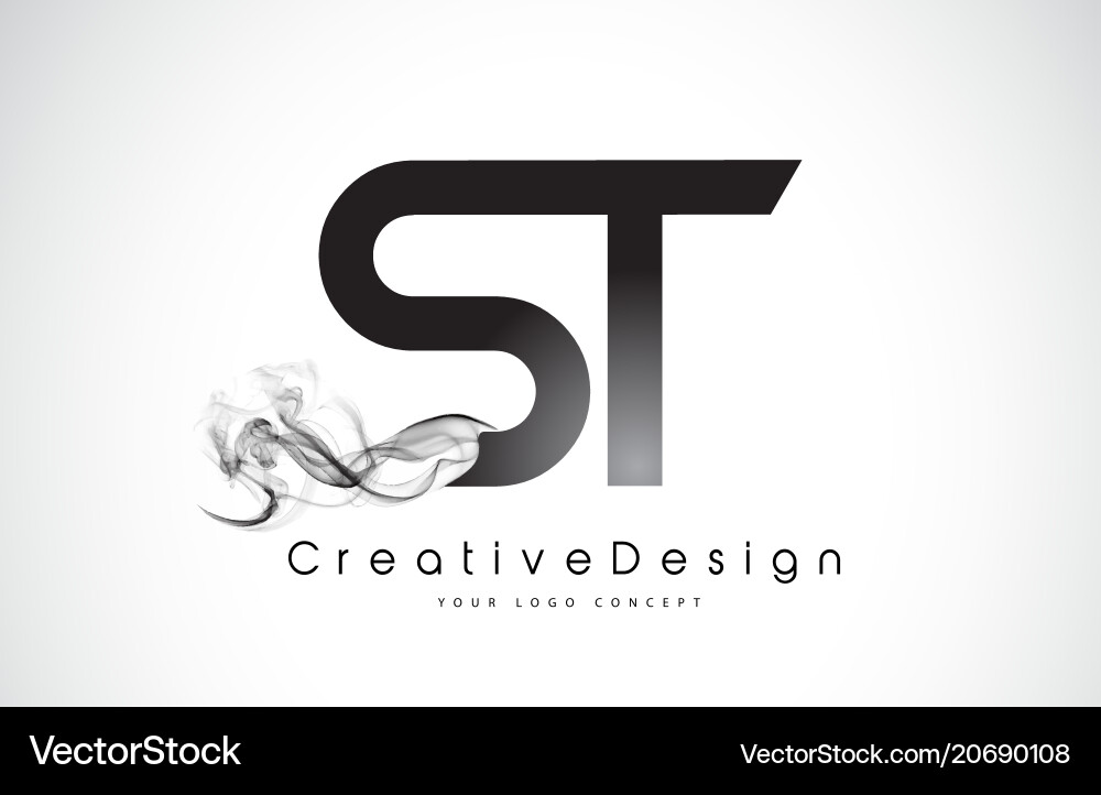 St letter logo design with black smoke Royalty Free Vector