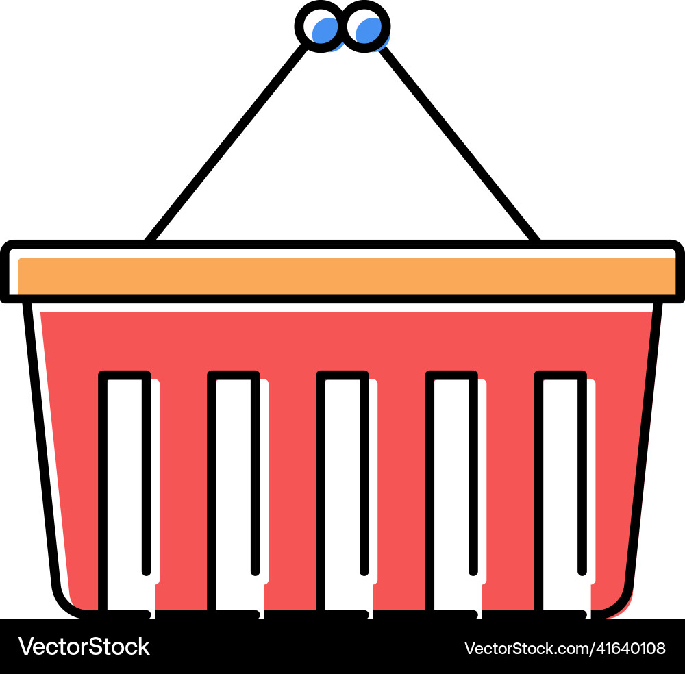 Supermarket basket color icon flat Royalty Free Vector Image