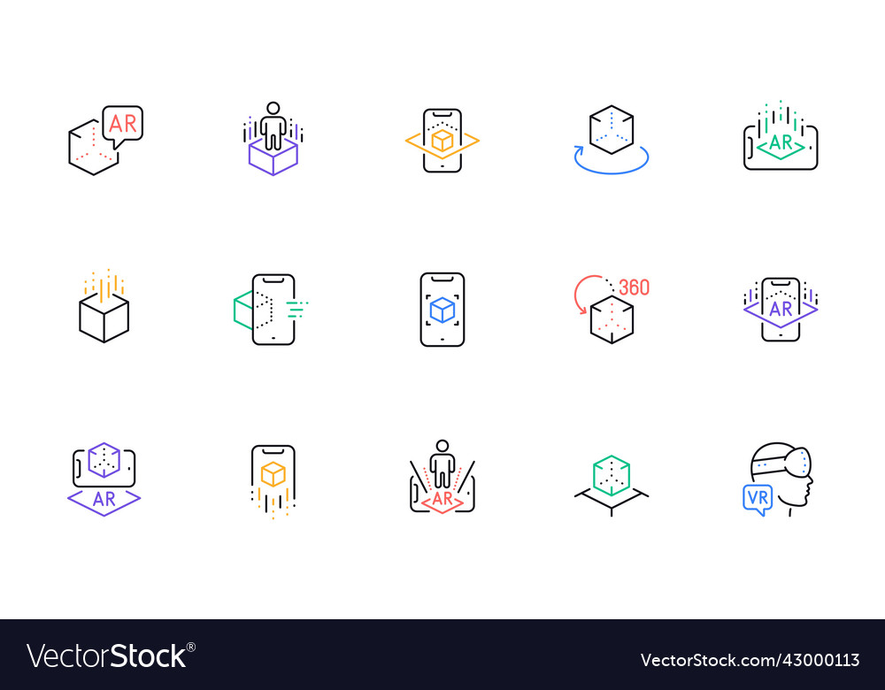Augmented reality line icons vr simulation Vector Image