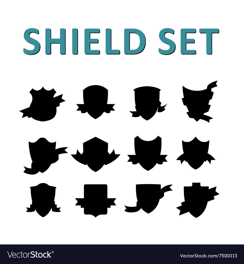 Black shields set Royalty Free Vector Image - VectorStock
