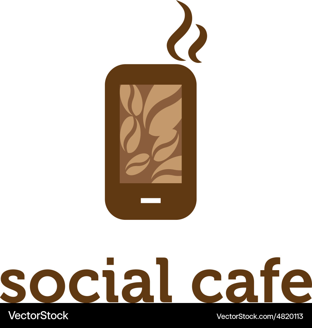 Concept of smartphone with coffee bean Royalty Free Vector