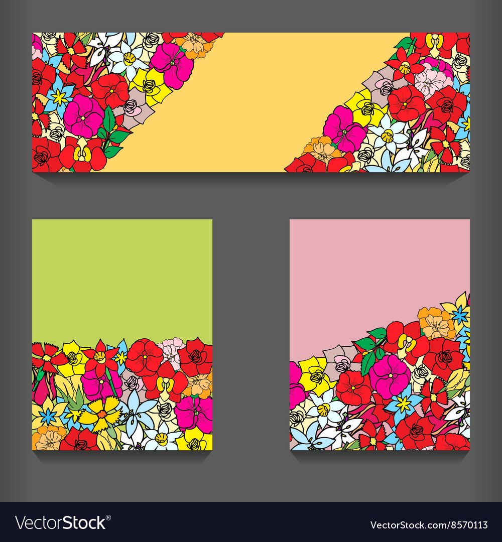 Flowers pattern cards Royalty Free Vector Image