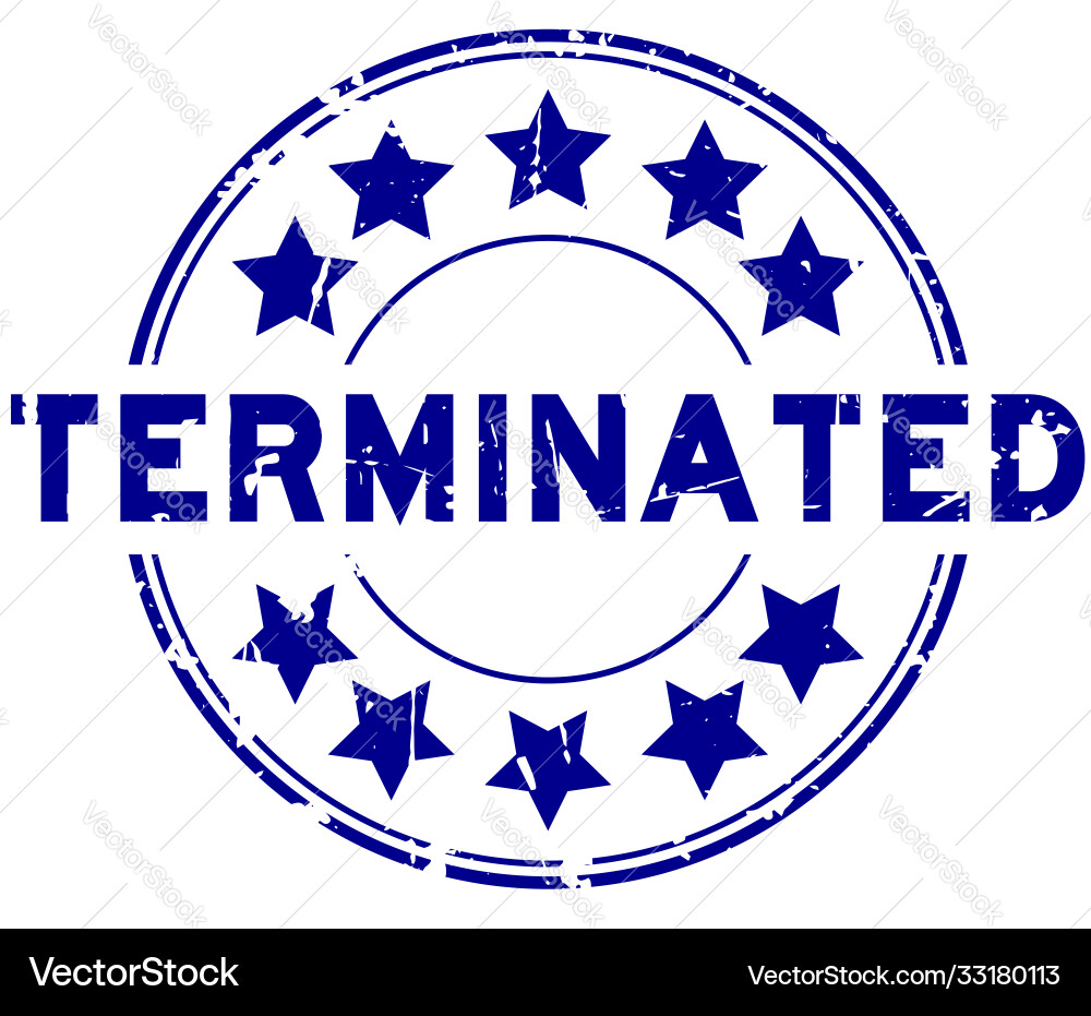 Grunge blue terminated with star icon round Vector Image
