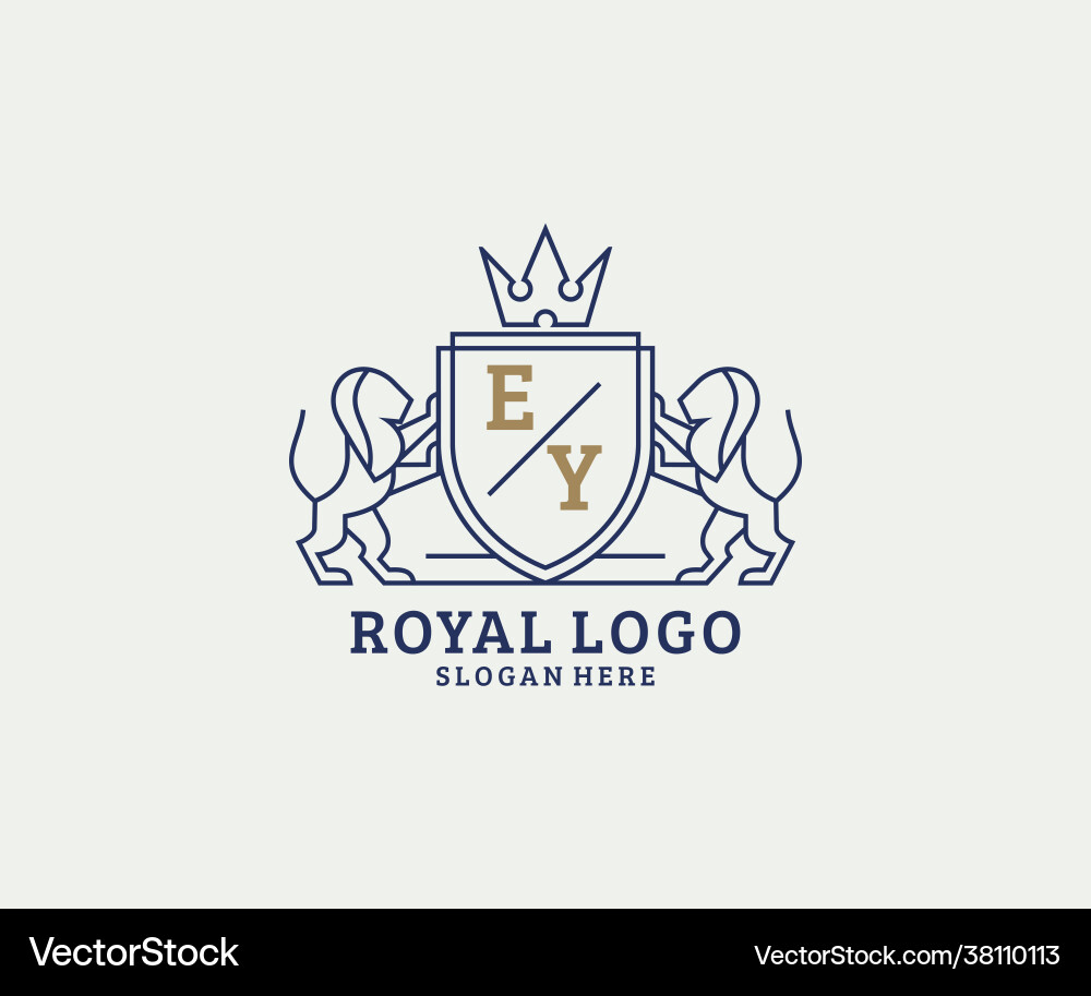 Initial ey letter lion royal luxury logo template Vector Image