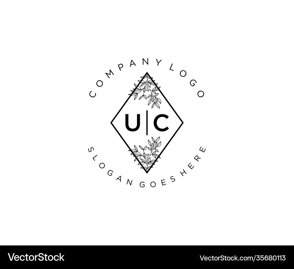 Initial uc letters beautiful floral feminine Vector Image