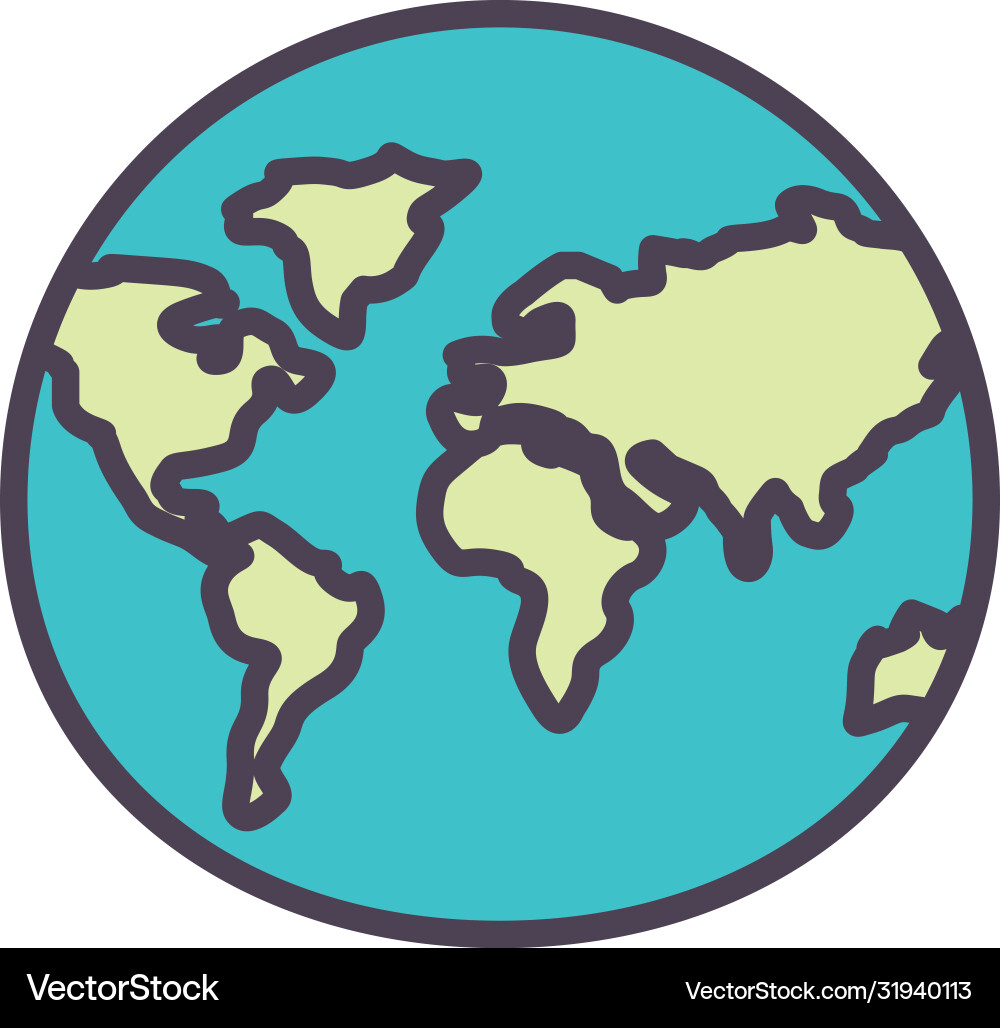 Isolated world sphere line and fill style icon Vector Image
