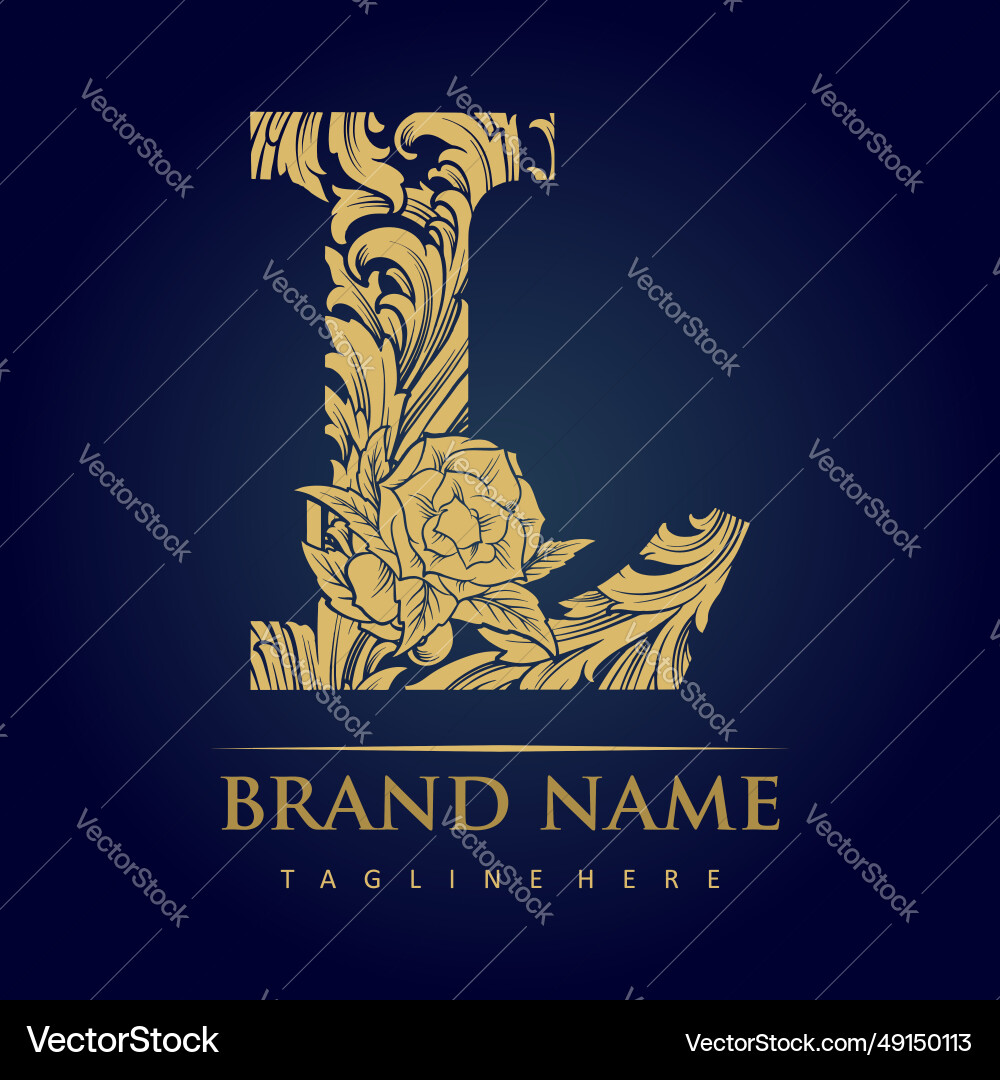 Luxury lettering l monogram logo flourish Vector Image