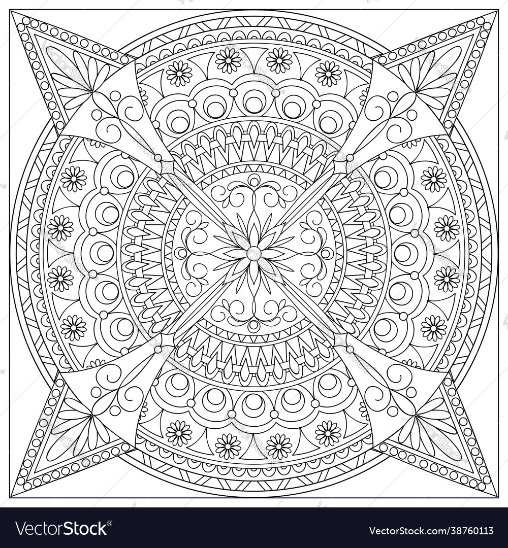 Mandala into square Royalty Free Vector Image - VectorStock