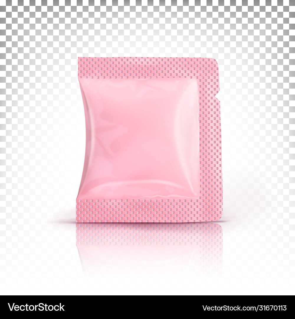 Pink mini sachet isolated on a white transparent b