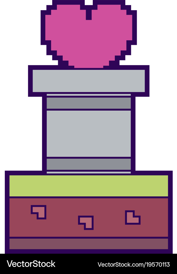 Pixelated heart love life game arcade Royalty Free Vector