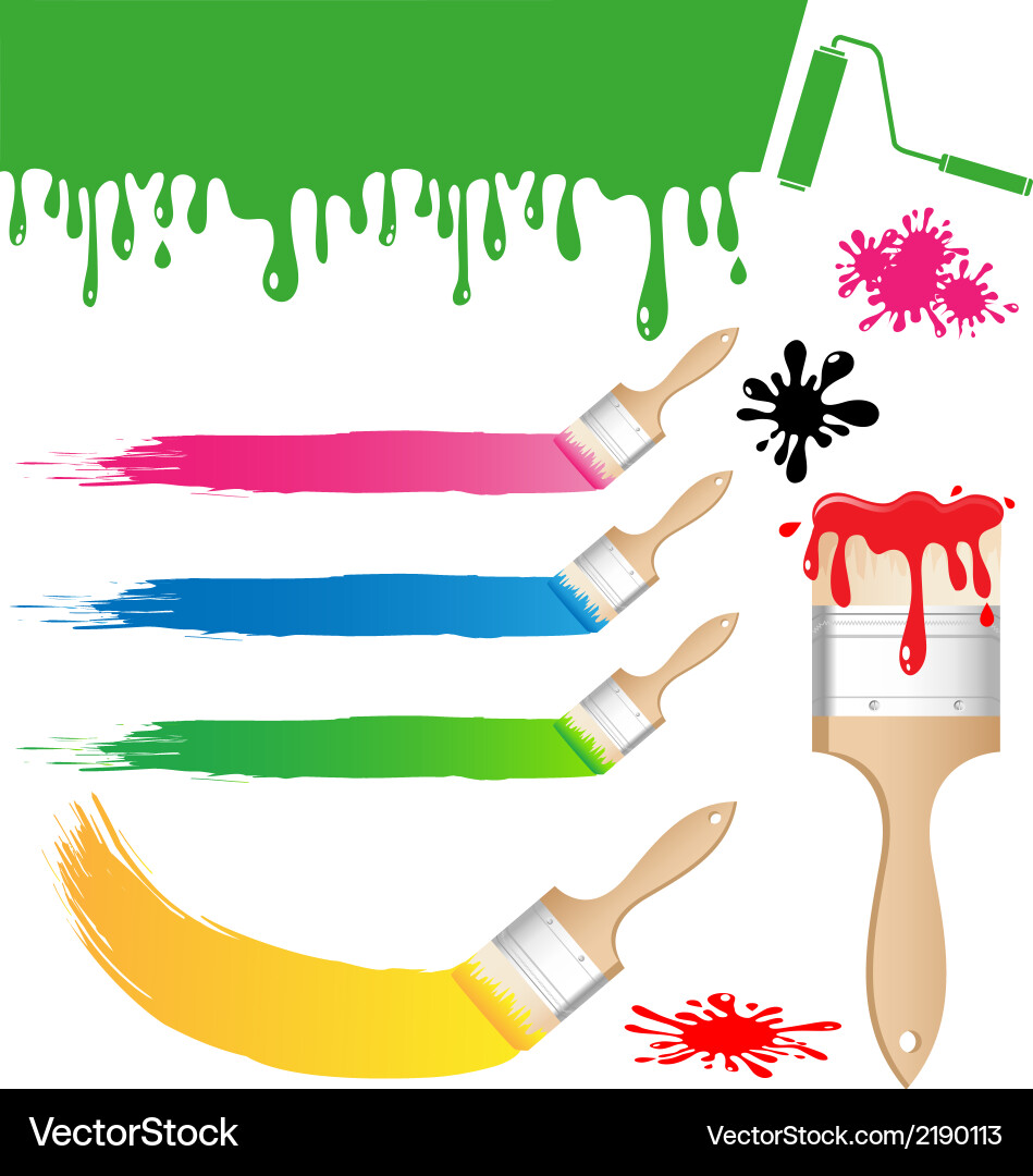 Set of paint brush on white background Royalty Free Vector