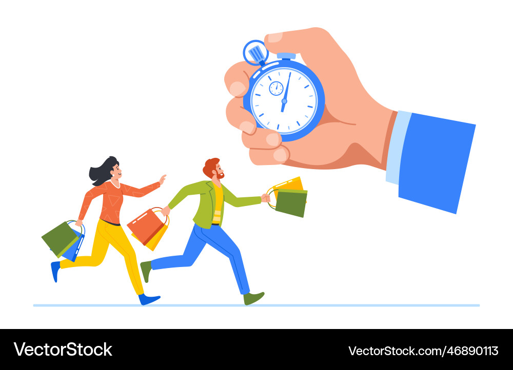 Shoppers rush through the supermarket character Vector Image