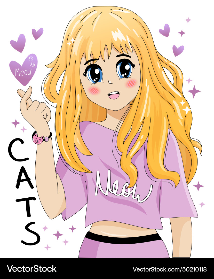 Anime girl with slogan Royalty Free Vector Image