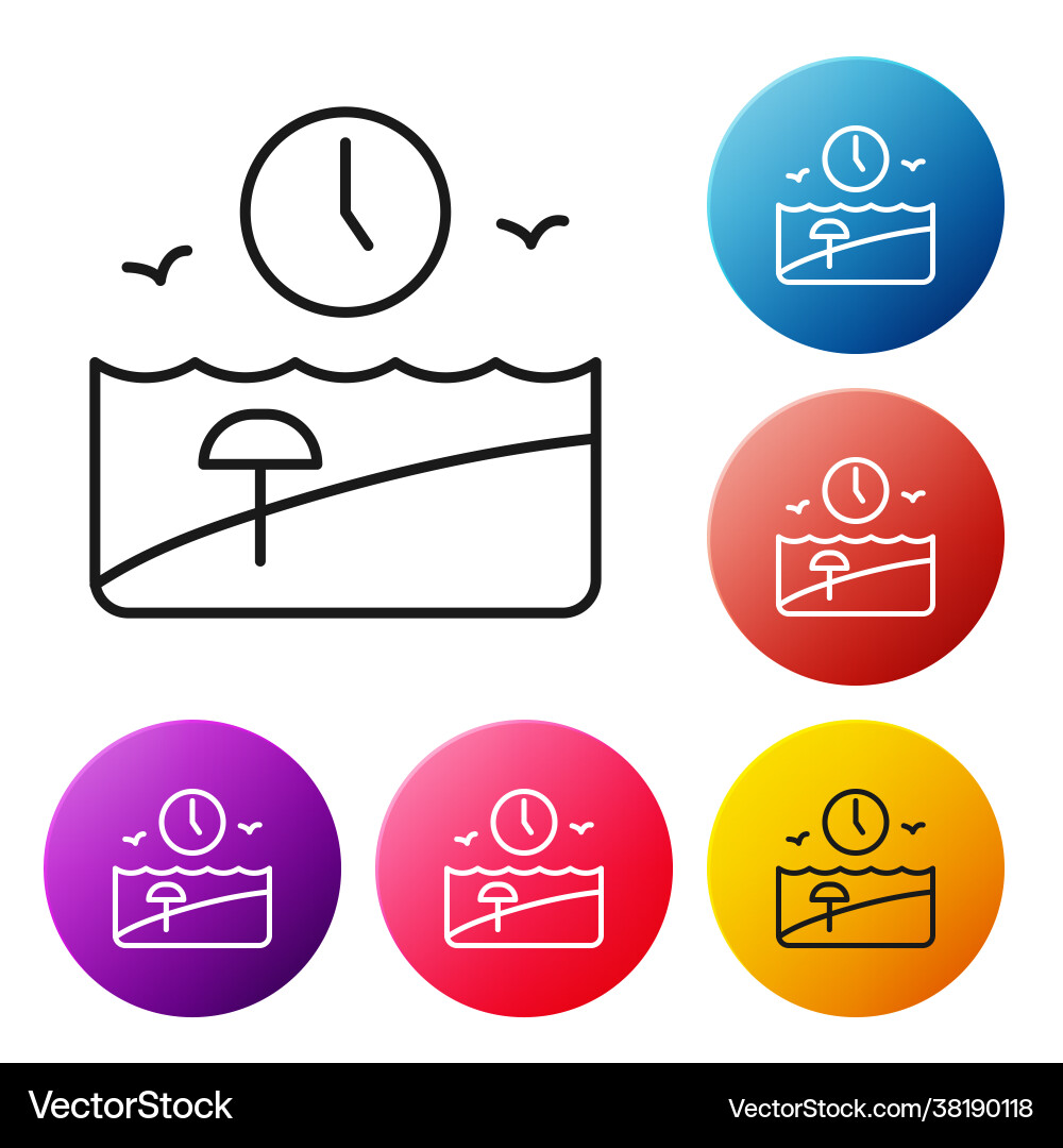 Black line vacation time icon isolated on white Vector Image