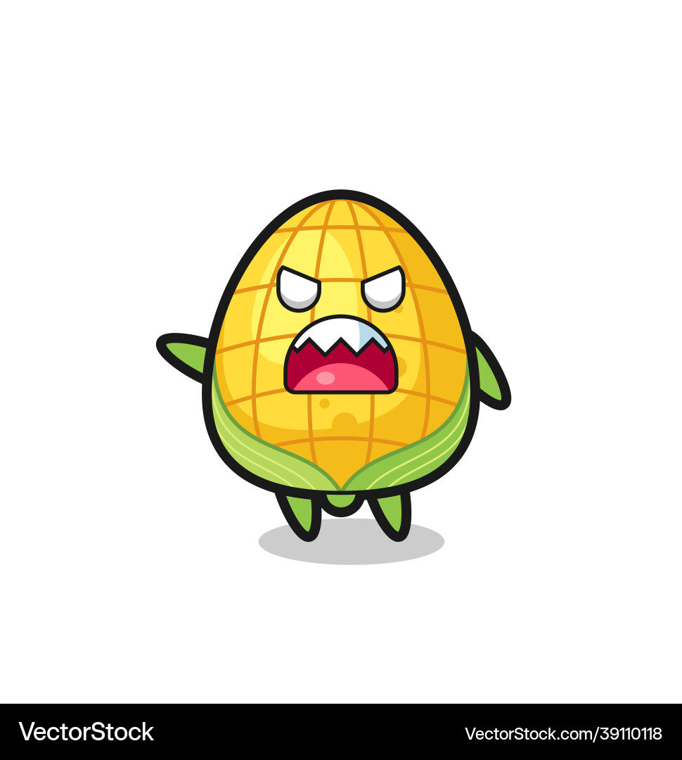 Cute corn cartoon in a very angry pose Royalty Free Vector
